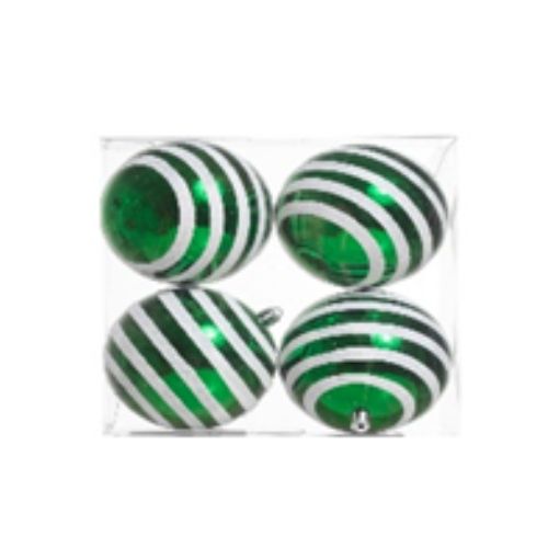 SET DE 4 ESFERAS VERDE CON LÍNEAS BLANCAS|Sears Guatemala
