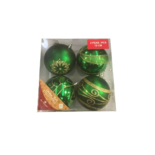 SET DE 4 ESFERAS VERDE CON DORADO|Sears Guatemala